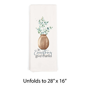 P. Graham Dunn in Everything Give Thanks Classic White 28 x 16 Cotton Fabric Dish Tea Towel