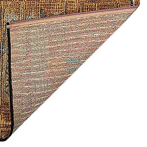 Liora Manne Marina Indoor Outdoor Rug - Tribal Design, Comfortable & Durable, Power Loomed, Polypropylene Material, UV Stabilized, Tribal Stripe Gold, 1'11" x 7'6"