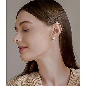 LOVE&CLOVER Elegant Freshwater Pearl Stud Earrings for Women 925 Sterling Silver, Genuine Cultured Pearls, Bridal Earrings for Women Brides Bridesmaids Wedding Gifts