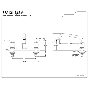 Kingston Brass FB2131SVL Serena 8" Centerset Kitchen Faucet, Polished Chrome