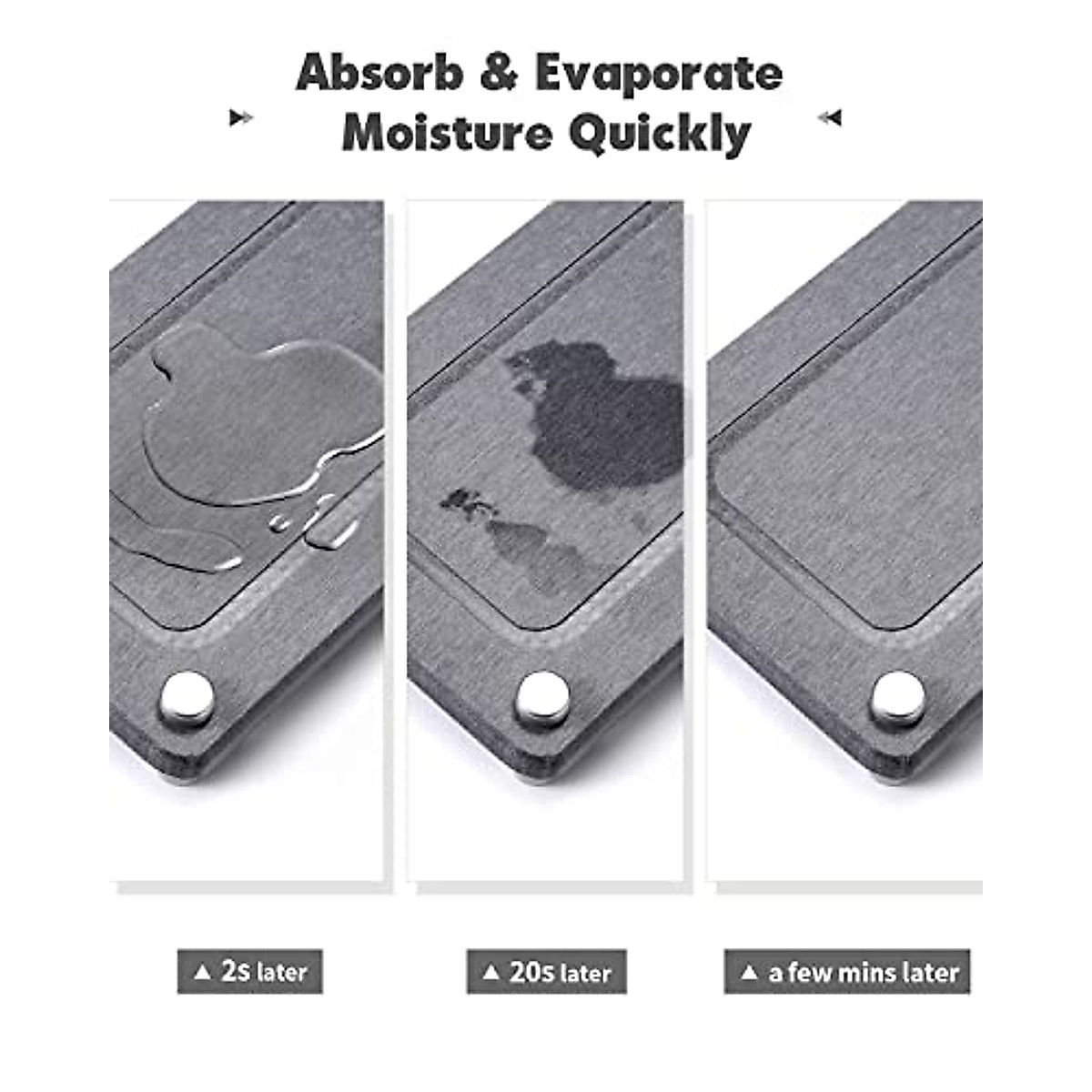 Johamoo Drying Stone Sink Tray, Bathroom Instant Dry Sink Organizer, Diatomaceous Earth Water Absorbing Stone Tray for Sink, Sink Drying Stone for Kitchen Counter with Stainless Steel Feet, Grey