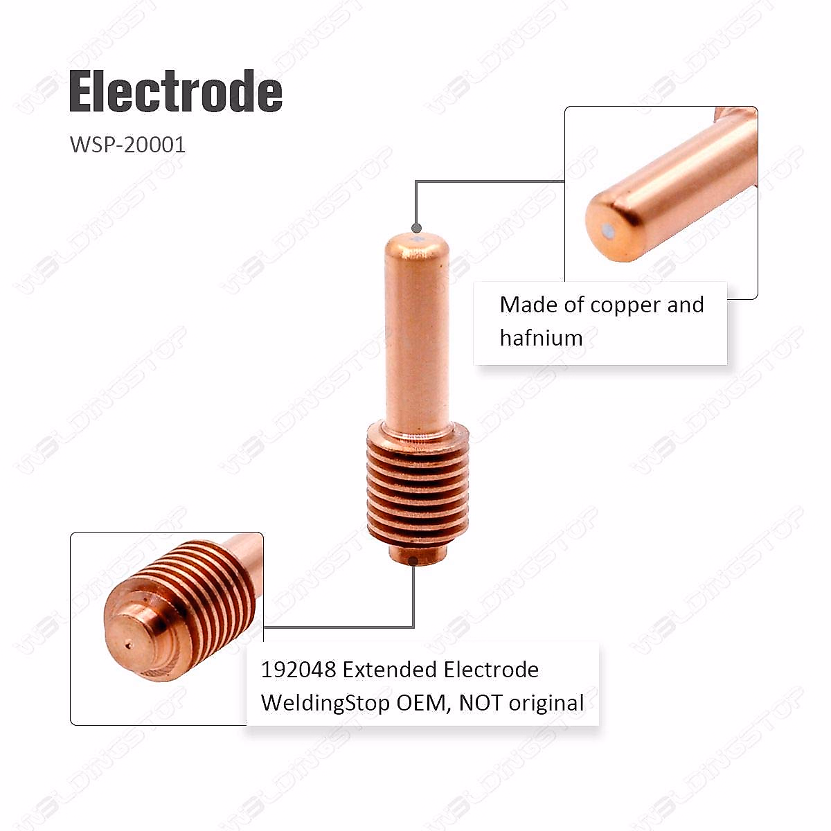 192048 Plasma Extended/Long Electrode fit Miller ICE-40T / ICE-40C / ICE-55C Torch Consumables PK-10