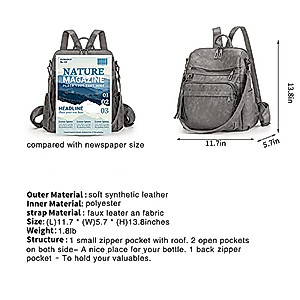 Artwell Backpack Purse for Women Fashion PU Leather Designer Travel Large Ladies Shoulder Bags Tote Tassel Rucksack (Gray), 11.8 * 5.7 * 13.8 inch