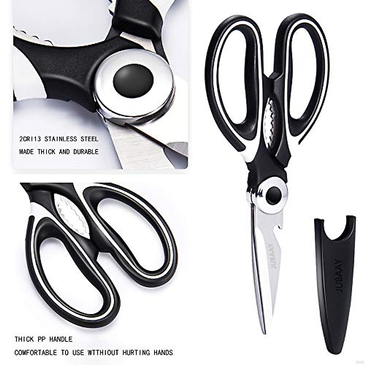 JUBAAY Kitchen scissors Upgraded version with blade cover, used to cut chicken, poultry, fish, Quality stainless steel Can cut bones easily Make your meal preparation easier…