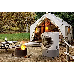 Hessaire MC18M Portable Evaporative Cooling Fan, Indoor/Outdoor Low Humidity Environments, 1300 CFM, 500 sq. ft., 2-Speed Fan, 53.4 dB, White