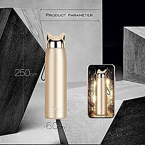 SEASD 320ml 11oz Double Wall Hot Water Thermos Bottle Stainless Steel Vacuum Flasks Cute Cats Ear Thermal Coffee Tea Milk Travel Mug (Color : C)