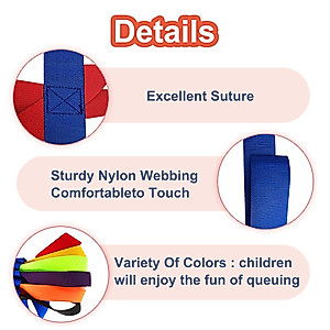Walking Rope for Preschool Line Up Rope with Rings for Kids Toddlers to Walk Together Safety Daycare Leash Straps with Handles Teachers School Belt Colorful Line Holder (12 Children & 2 Adult)