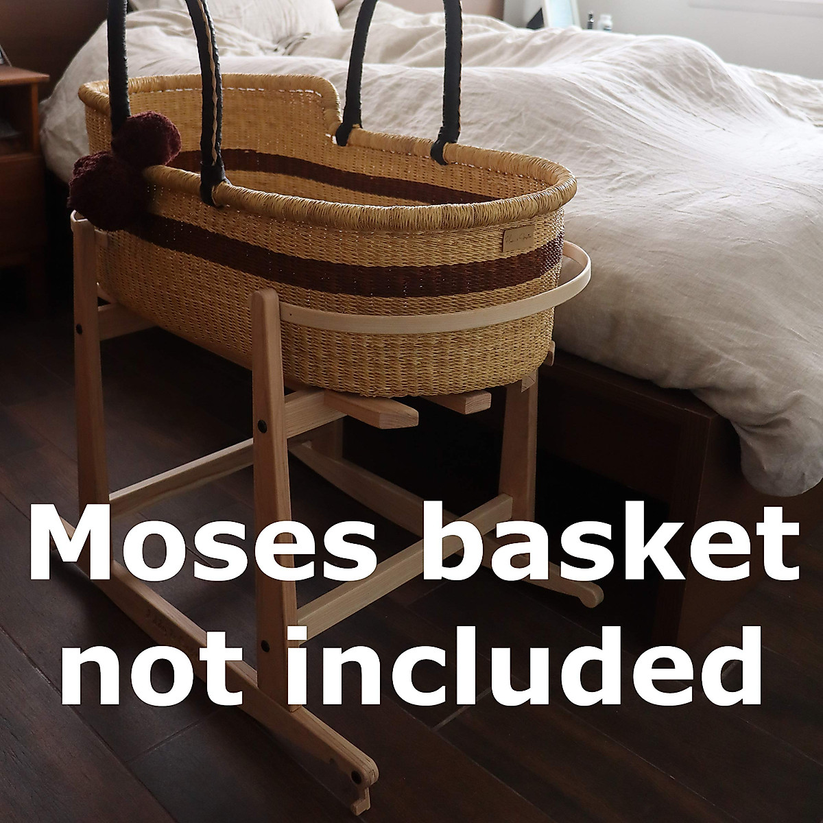 2 in 1 Natural Rocking Stand for Plum + Sparrow Baskets - with Brakes (Read All Product Details)