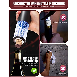 Electric Wine Bottle Opener, CielClair 6-in-1 Rechargeable Automatic Corkscrew Wine Opener Set with Foil Cutter, Wine Pourer, Wine Vacuum Stopper, Mini Champagne Stopper, Reusable Wine Gifts, Black