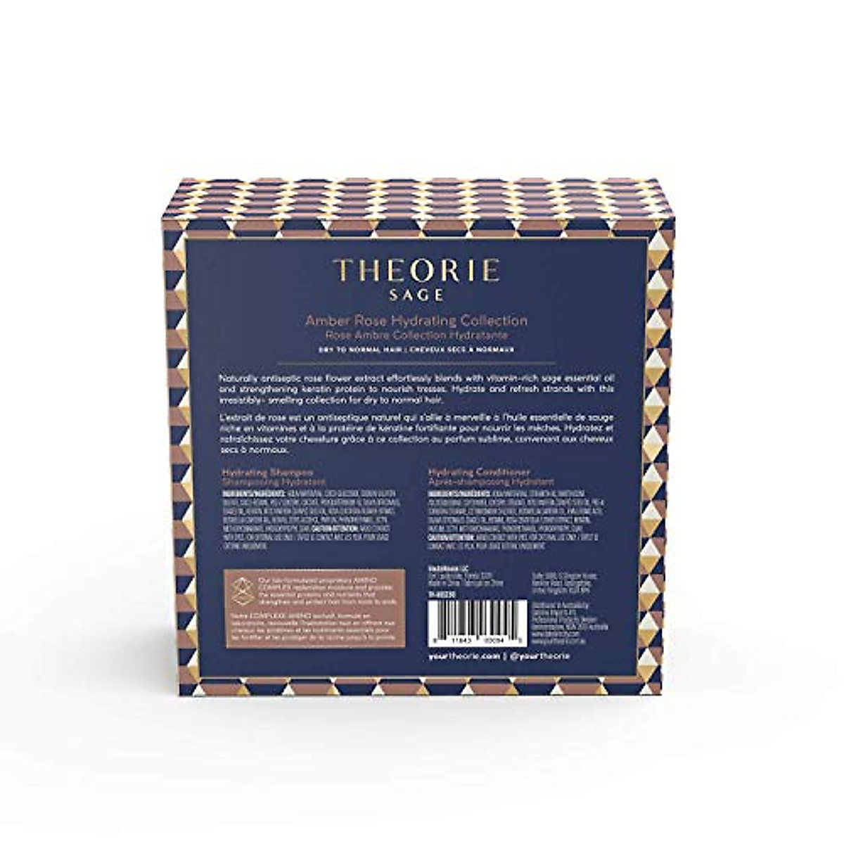 THEORIE Amber Rose Travel Set - Hydrating Shampoo & Conditioner minis - Refresh & Recharge - Suited for Dry to Normal Hair - Protects Color and Keratin Treated Hair, Bottles 90mL each