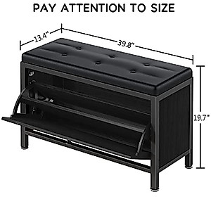 8-10 Pairs Shoe Rack Bench with Door, Entryway Shoe Storage Cabinet with Hidden Shoe Shelf, Shoe Storage Bench for Entryway Closet