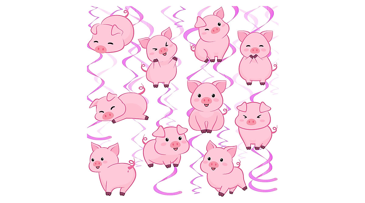 30 Pieces Pig Farm Animal Party Hanging Swirl Decorations Barnyard ...