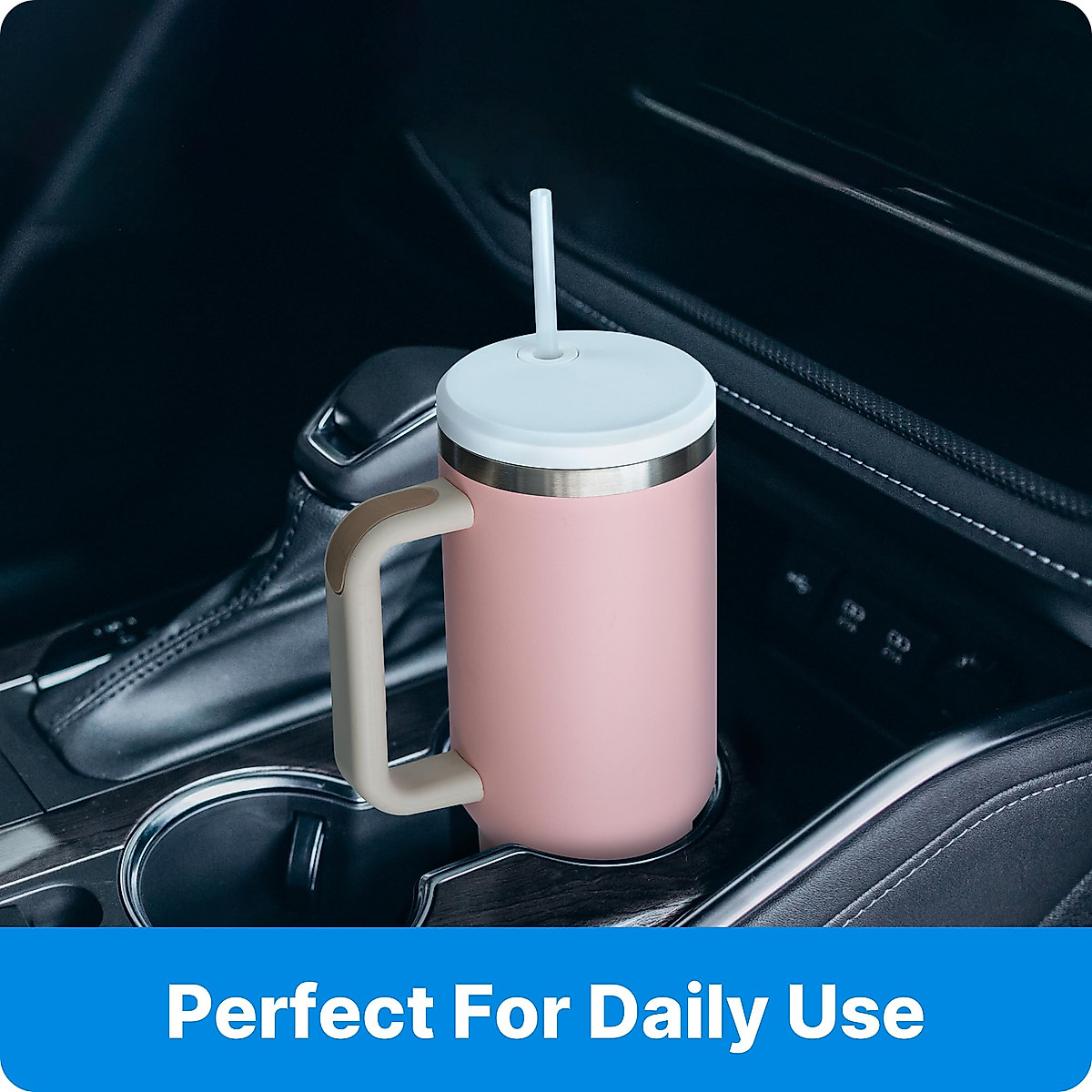 Bluwing 2 Pack 40 oz Tumbler Lid Replacement for 40oz Stanley Quencher 2.0, Replacement Tumbler Lids Covers Fit for Stanley Cup (White 2 Pack)