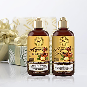 WOW Skin Science Moroccan Argan Oil Shampoo and Conditioner Set - Moroccan Oil Shampoo & Conditioner Set Sulfate & Paraben Free - Shampoo & Conditioner Set for All Hair Types