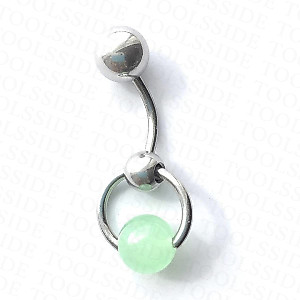 Vertical Hood Piercing Jewelry for Women with Calming Stone Chinese Jade - Belly Button Ring, Vch Jewelry Hood, Stainless Steel Belly Button Rings, Vch Piercing Jewelry 14g, Belly Button Piercing