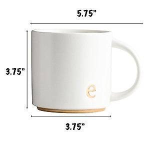 COLLECTIVE HOME - Monogram Ceramic Mugs, 15 oz Golden Initial Coffee Cups, Elegant Alphabet Tea Mugs, Elegant Personalized Mug with Gift Box, Luxurious Cups for Office and Home (e)
