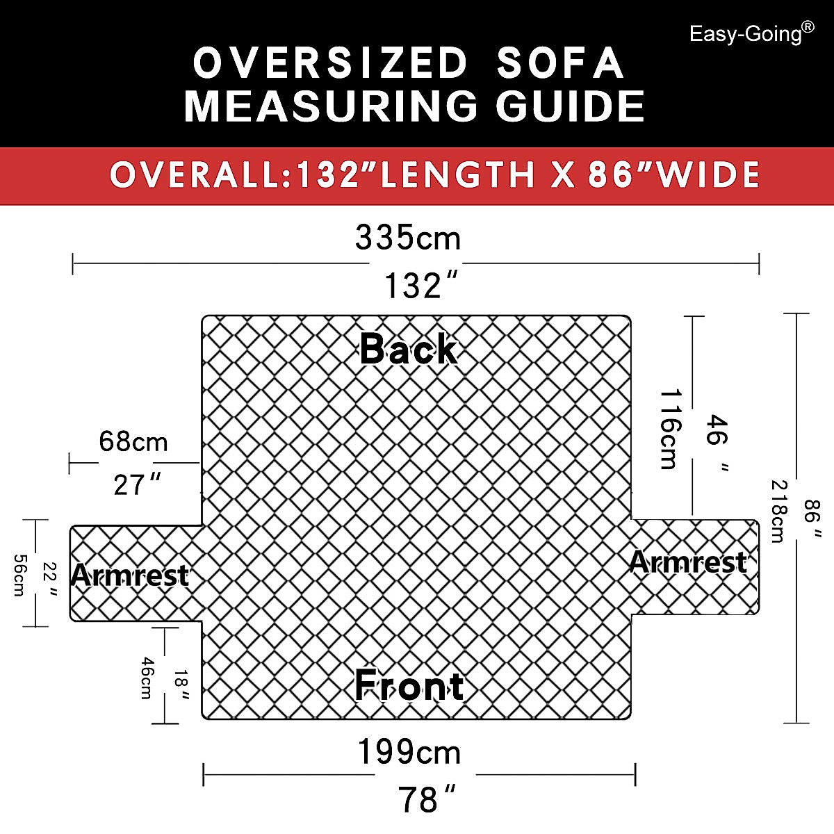 Easy-Going Sofa Slipcover Reversible Oversized Sofa Cover Water Resistant Couch Cover with Foam Sticks Elastic Straps Furniture Protector for Pets Dog (Oversized Sofa, Dark Blue/Light Blue)