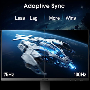 KOORUI 24 inch Computer Gaming Monitor FHD 1920 x 1080p, 100Hz PC Monitor Built-in Speakers, Adaptive Sync Compatible, Ultra-Slim Bezels, VESA Mountable, Adjustable Tilt, HDMI/VGA Ports