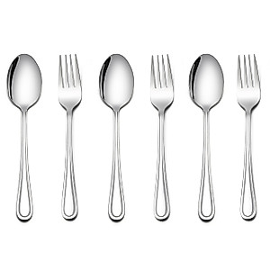 LIANYU 6-Piece Kids Silverware Set, 3 Kid Spoon, 3 Kid Fork, Stainless Steel Toddler Utensils Flatware Set, Child Cutlery Tableware Set, Mirror Finished, Dishwasher Safe