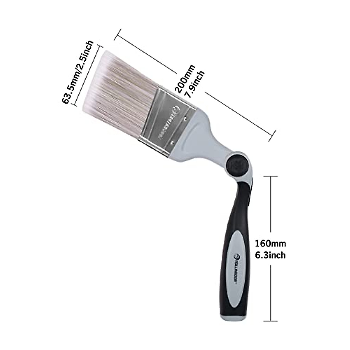 ROLLINGDOG 2.5Inch Paint Edger Brush - Extension Pole Angled Paint Brush for High Walls Ceiling,Stairwell Wall,Triming and Cutting in Painting