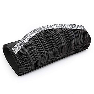 Dasein Women Satin Evening Bags Clutch Purses Wedding Purse Formal Handbags Party Prom Clutches with Rhinestone(Black)