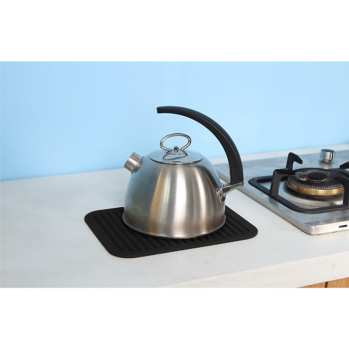 dealcase 9" x 12" Silicone Pot Holder, Trivet Mat, Baking Gadget Kitchen Table Mat, Silicone Drying Mat - Waterproof, Heat Insulation, Insulated, Non-Slip, Tableware Pad Coasters (Black - 2 Pack)