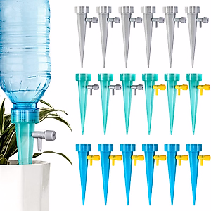 eusbon 18PCS Plant Self-Water Spikes Watering Devices, Adjustable Watering System with Control Valve Switch for Indoor Outdoor Plants Vegetables