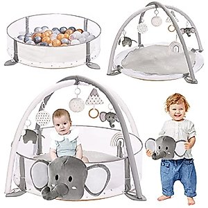 5-in-1 XL Large Baby Gym & Ball Pit, Play Mat & Play Gym, Combination Baby Activity Gym for Sensory Exploration and Motor Skill Development from Baby to Toddler, Balls are not Included
