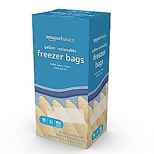 Amazon Basics Freezer Gallon Bags, 90 Count (Previously Solimo)