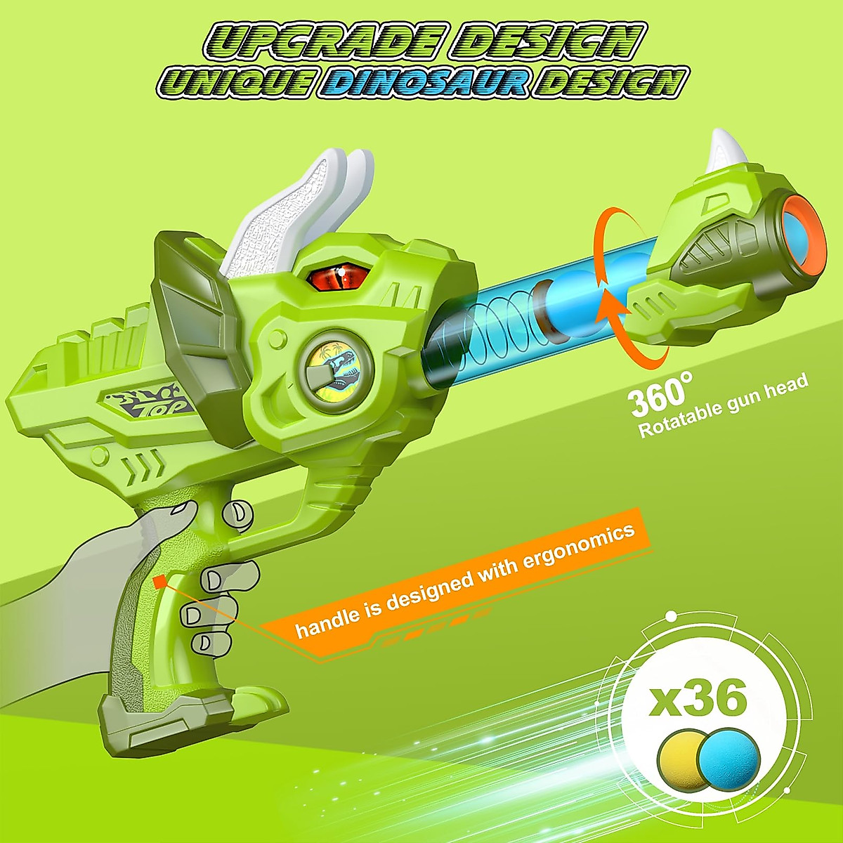 Shooting Game Toy for Kids Age 6, 7, 8, 9, 10+ Years Old Girls Boys Dinosaur Foam Ball Popper Air Guns Toy, Sniper Kids Gun Toy 36 Foam Balls Outdoor Indoor Games, Ideal Idea for 6-12+