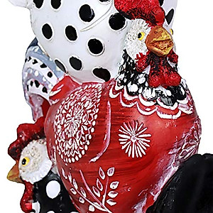Exhart Stacked Hens Garden Statue, Durable Hand Painted Resin, Cute Farm Garden Décor, 7.5"x4"x12.5"