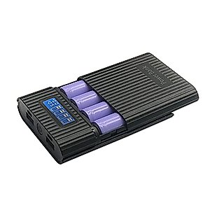 Battery Charger Case,Portable DIY Power Bank Box with LCD Display 2 USB Output,Micro and Type c Input, Smart Charger for 3.7v Li-ion Rechargeable Battery (Battery Not Included)