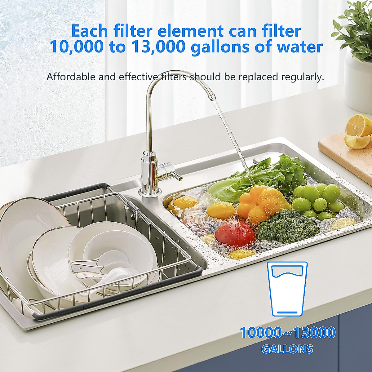 BLUERISE 5 Micron 10"x2.5" Wire Wound Whole House Water Filter Replacement Cartridge - 6 Pack