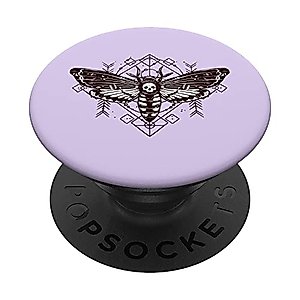 Death's-head hawk moth black sacred geometry witchcraft PopSockets Swappable PopGrip