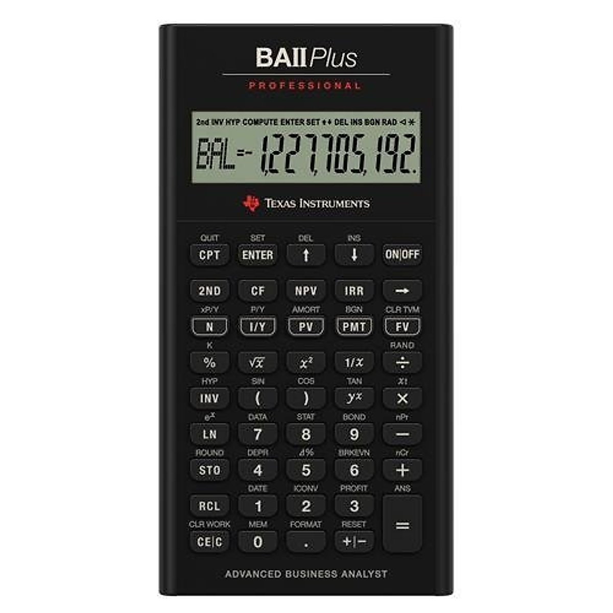 Texas Instruments TI BA II Plus Professional Financial Calculator - 10 Character(s) - LCD - Battery Powered IIBAPRO/CLM/4L1/A