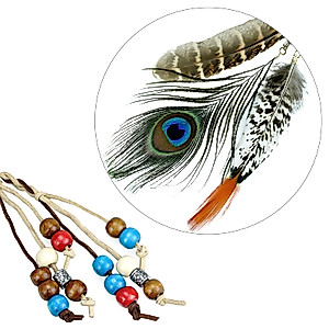 obmwang Boho Feather Headbands Indian Feather Headband Peacoak Headpieces Festival Costumes Hair Accessories for Women and Girls