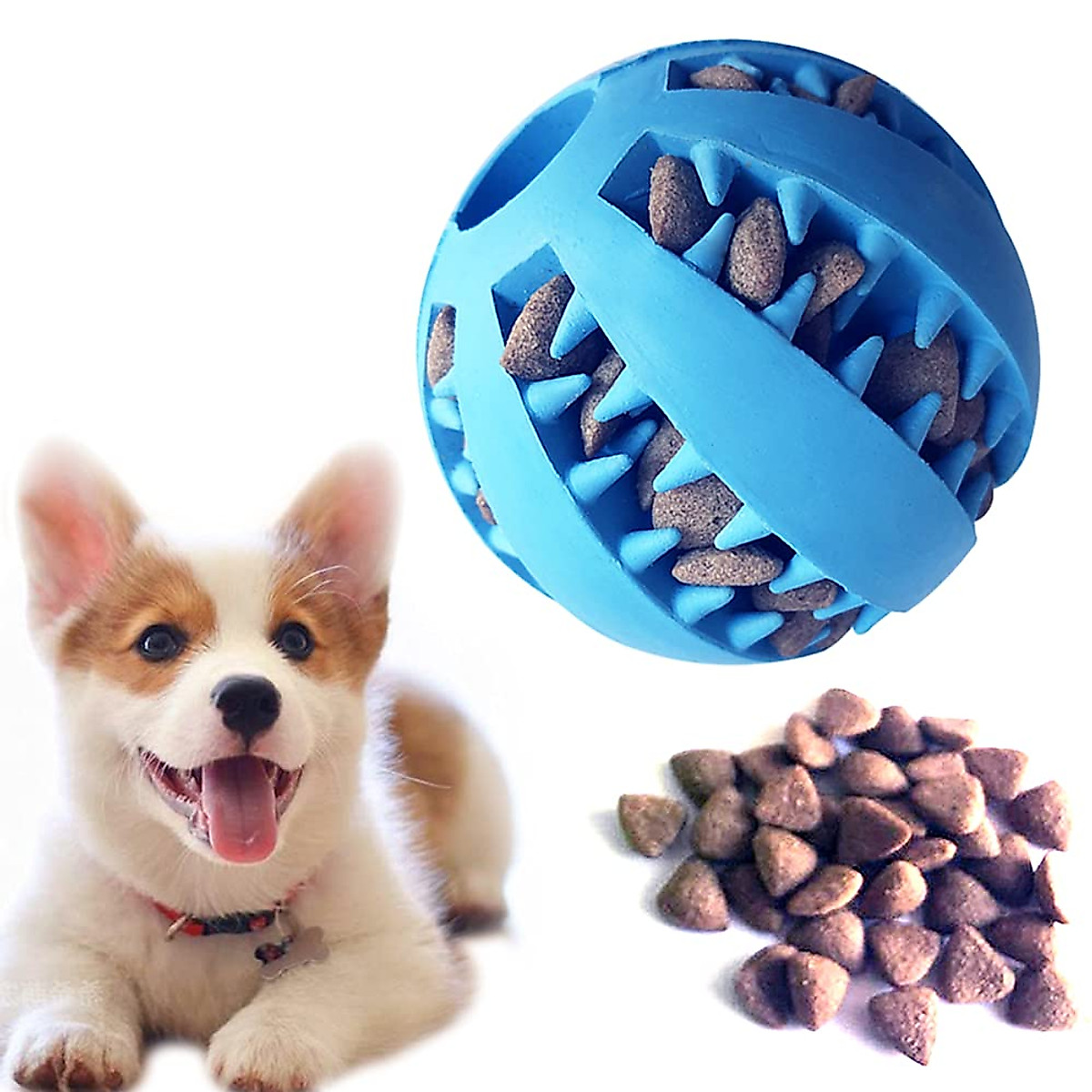 Feixun Dog Treat Toy Ball, Dog Tooth Cleaning Toy, Interactive Dog Toys 2.8" Pack of 2