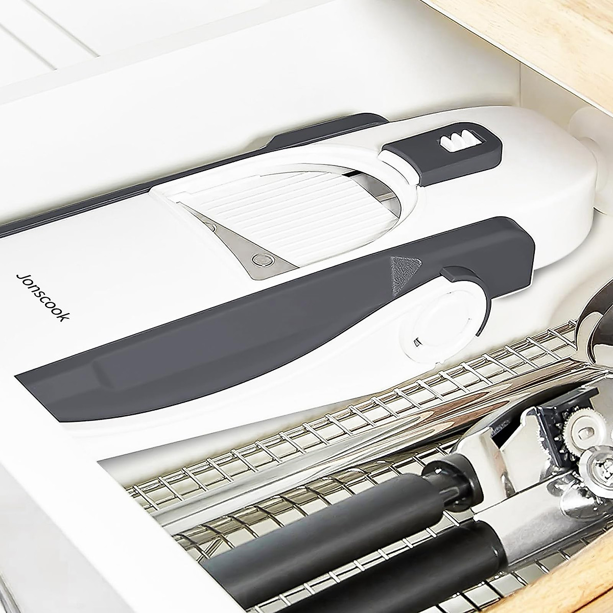 Jonscook Safe Veggie Chopper Vegetable Cutter, French Fry Cutter Onion Chopper Vegetable Slicer Fruit Cutter Dicer, Multifunctional Kitchen Gadgets Mandoline Food Slicer For Meal Prep - Gray