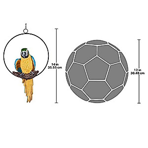 Design Toscano Polly in Paradise Parrot Hanging Bird Ring Perch Statue, Medium, Full Color Finish