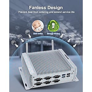 BASOARO Industrial Mini PC Windows 10, Fanless Desktop PC, Core i7 4500U, 8GB RAM 256GB SSD, 2 Gigabit Ethernet, HD, VGA, RS232/RS485 COM Port, 4 USB3.0, 4 USB2.0, WiFi, BT