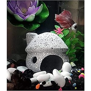 Saim Aquarium Decor Ceramic Mushroom House Ornament Landscape Decor for Small Shrimp to Rest and Breed - Grey