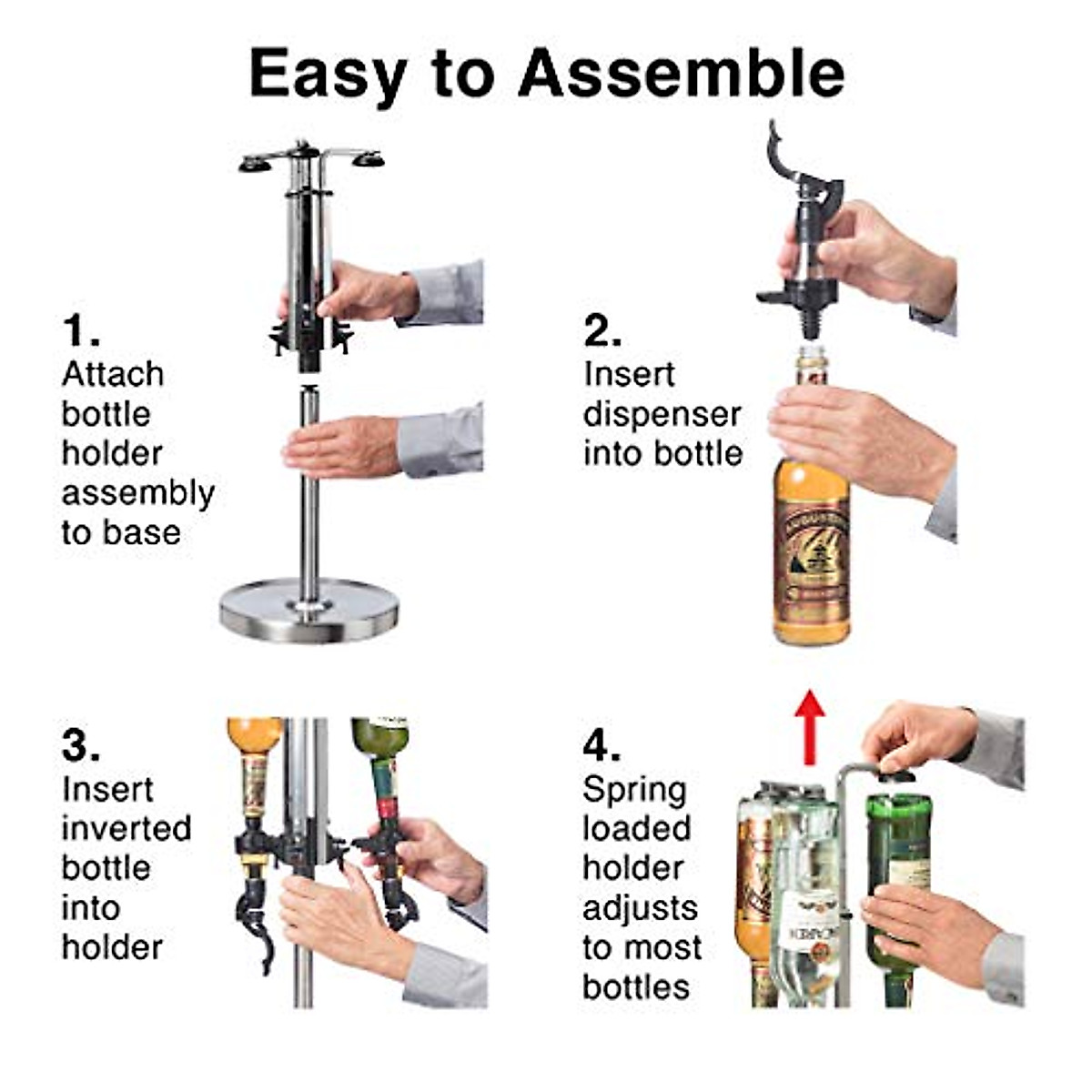 OGGI 3-Bottle Revolving Liquor Dispenser, Stainless Steel