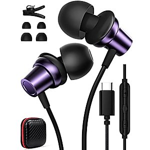 USB C Headphone Type C Earphone with Microphone Wired Earbuds for iPhone 15 Pro Max Samsung A53 A54 S23 FE Noise Canceling HiFi Bass Corded in-Ear Headset for Google Pixel 7a 7 6 6a 8 5 Galaxy S22 S21
