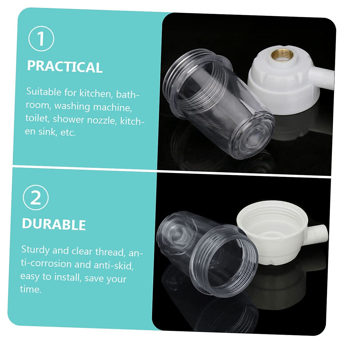 DOITOOL Water Heater Filter Kitchen Down Water Filter Faucet Water Softener Inline Water Filter Well Water Pre Filtration System Sink Filter Attachment Anti-Scale The Pet Shower Head White