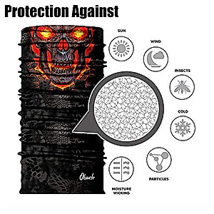 Obacle Skull Face Mask Half for Dust Wind UV Sun Protection Seamless 3D Tube Mask Bandana for Men Women Thin Breathable Skeleton Mask Motorcycle Riding Biker Cycling Sports Festival (Fire Face Skull)