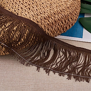 1 Card Coconut Brown Polyester Fringe Tassel Lace Trim 11 Yards x 3.94 Inch Chainette Fringe Fibre Trim for Sewing Quilting DIY Home Decoration Latin Wedding Dress Accessories