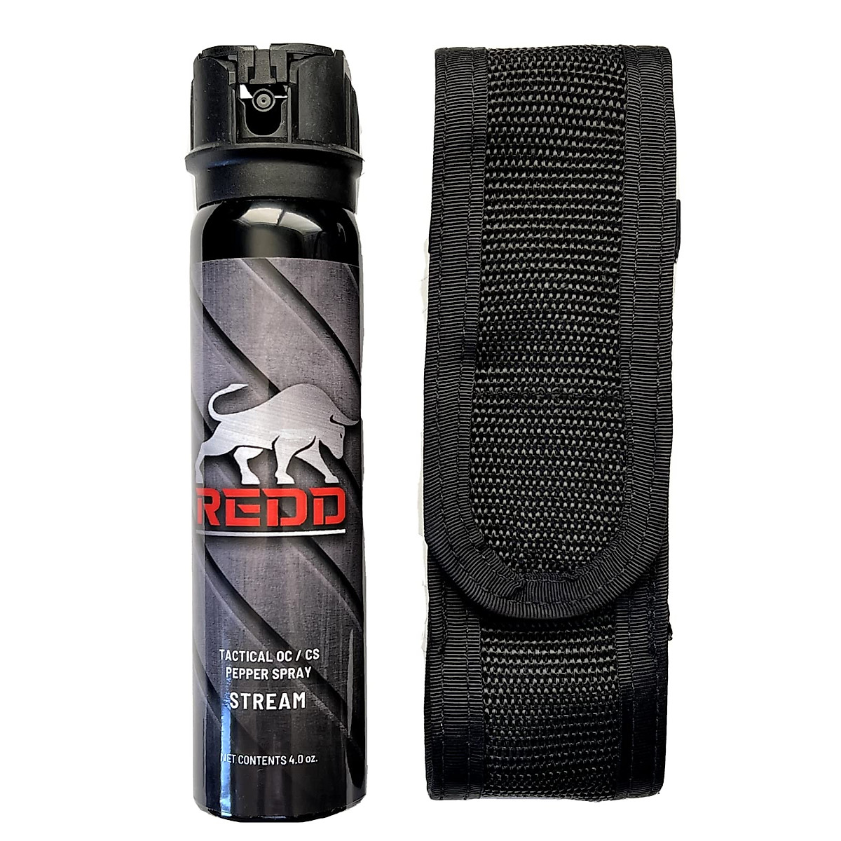 REDD Pepper Spray Tactical OC/CS Pepper Spray and Nylon Holster - Flip Top Stream (4 oz)