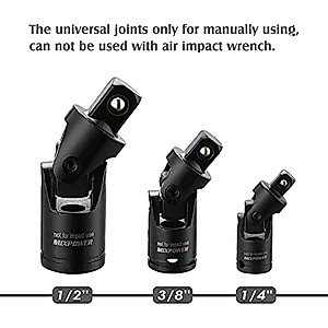 MIXPOWER 18 Pieces Drive Tool Accessory Set, CR-V Steel with Black Phosphate Finish, Includes Socket Adapters, Extensions and Universal Joints and Impact Coupler, Professional Socket Accessories