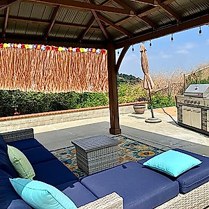 GiftExpress 9 feet X29 Luau Grass Table Skirt, Hawaiian Luau Libiscus Table Skirt for Hawaiian Party, Luau Party Supplies, Luau Party Decorations, Moana Birthday Party (Natural Hay Grass)