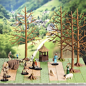 Monster Townsfolk Mini Fantasy Figures - 8pc Hand-Painted Peasant Non Player Character NPC Miniatures - 1" Hex-Sized Compatible with DND Dungeons Dragons Pathfinder, RPG Tabletop Games